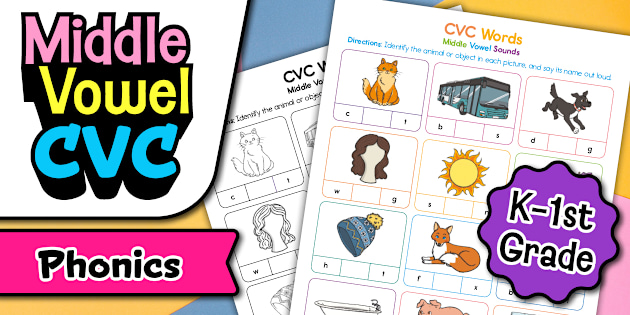 Middle Vowel Sounds Worksheets