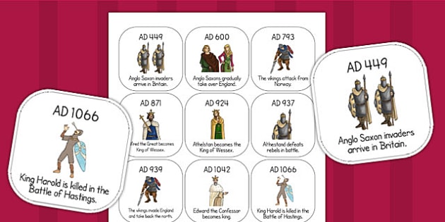 Anglo Saxons Timeline Ordering Activity - history, order, sort