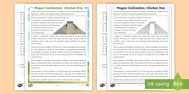 Mayan Civilization Chichen Itza Fact File (teacher made)