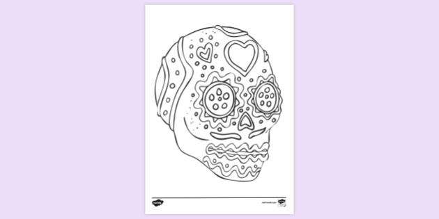 Cute Sugar Skull Colouring Page