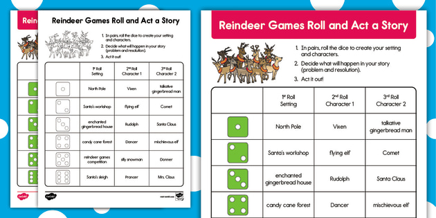Reindeer Games Roll and Act a Story: Dramatic Play Activity