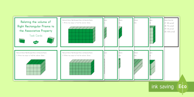 Volume of Right Rectangular Prisms Math Task Cards