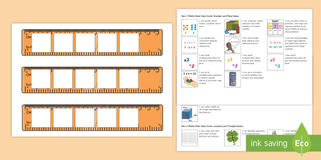 Year 3 Maths Ruler Goal Cards (teacher made)