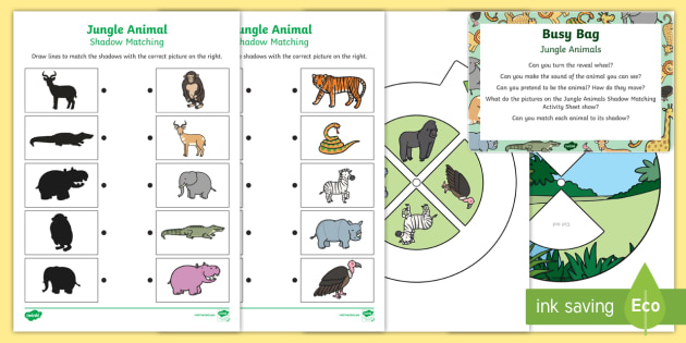 Jungle Animals Busy Bag Prompt Card and Resource Pack