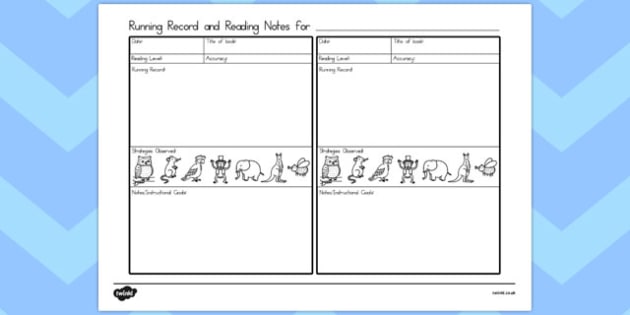 Running Record and Guided Reading Notes (teacher made)