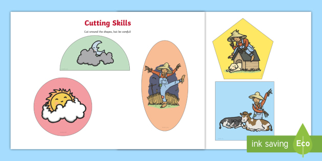 Dingle Dangle Scarecrow Cutting Skills Worksheets