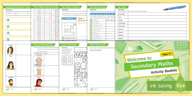 Welcome to Secondary Maths Activity Booklet