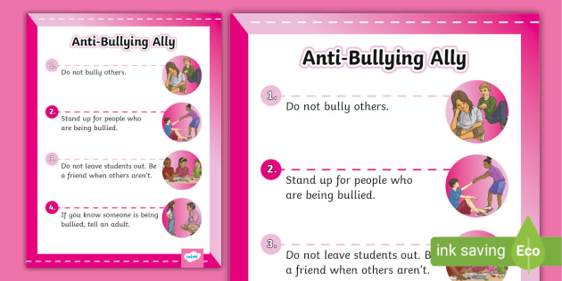 Pink Shirt Day Being an Anti-Bully Ally Display Poster