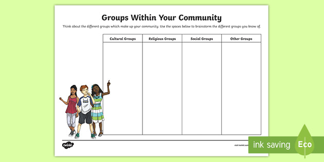 Groups Within Your Community Worksheet (teacher made)