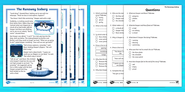 Year 1 The Runaway Iceberg Differentiated Reading Comprehension
