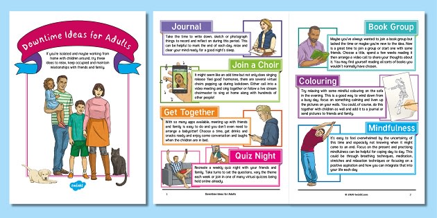 Downtime Ideas for Adults (teacher made)