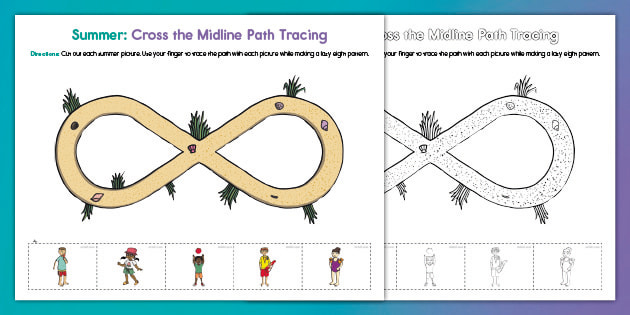 Summer: Cross the Midline Path Tracing Activity
