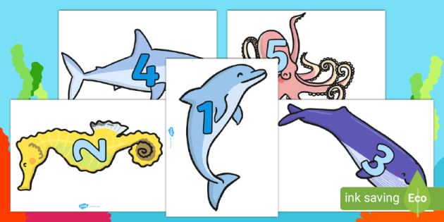 Numbers 0-20 On Sea Creatures (Under the Sea) (Teacher-Made)