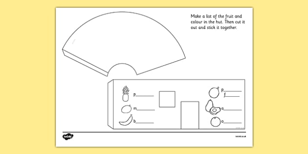 African Surprise Hut Paper Model Template (Teacher-Made)