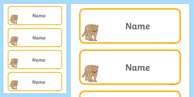 FREE! - Puma Themed Editable Drawer-Peg-Name Labels (Blank)
