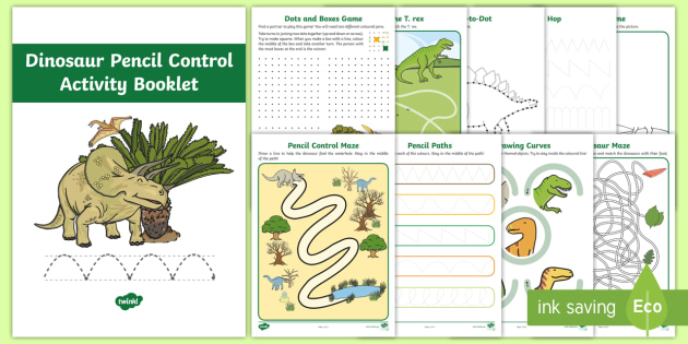 Dinosaur-Themed Pencil Control A4 Activity Booklet