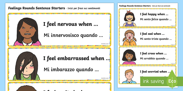 Feelings Rounds Sentence Starters English/Italian - Feelings Rounds ...