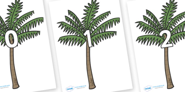 Numbers 0-50 on Palm Trees (teacher made)