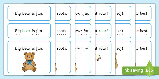 Bears Simple Sentence Cards