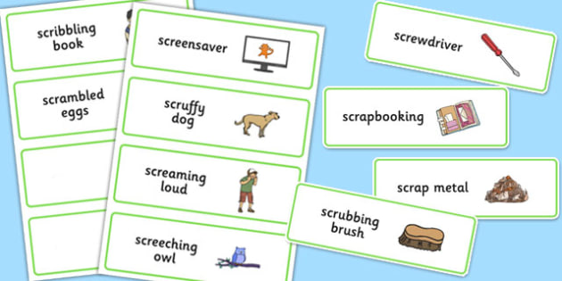 Three Syllable SCR Word Cards