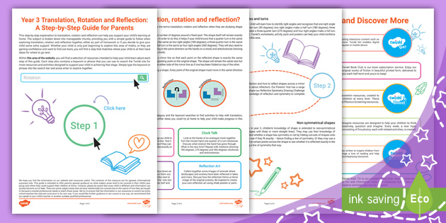👉 Year 3 Translation, Rotation and Reflection: A Parents Guide