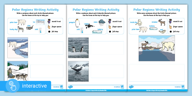 Interactive PDF: Polar Regions Themed Early Writing Activities
