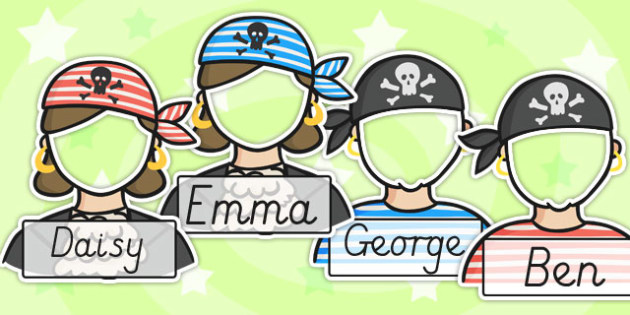 Editable Pirate Photo Self Reg Labels