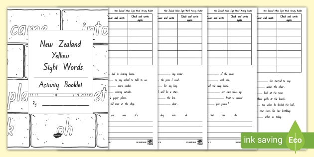 New Zealand Yellow Sight Word Activity Booklet