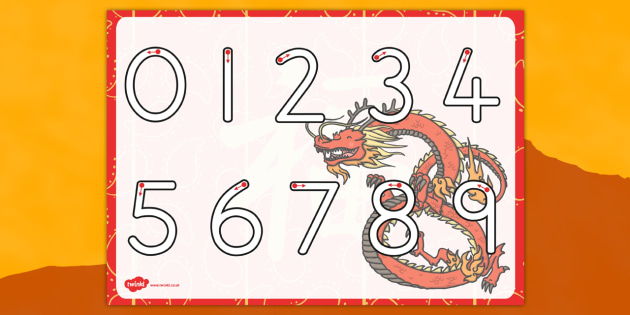 Chinese New Year Themed Number Writing Worksheet - australia