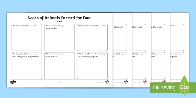 Needs of Farmed Animals Research Worksheets