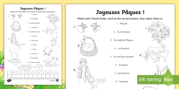 👉 French: Easter Matching Worksheet - KS2 Resource