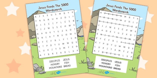 Jesus Feeds the 5000 Bible Story Differentiated Wordsearch - word
