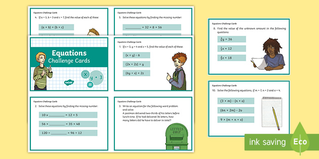 Equations Challenge Cards (teacher made)