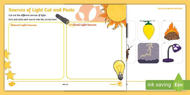 Sources of Light Cut and Paste Activity Sheet | Resources