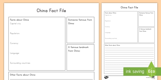 China Fact Sheet Writing Template - China, writing, writing frame, fact