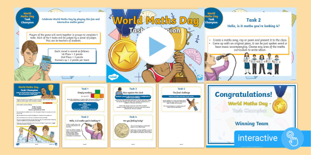 World Maths Day Task Champion (teacher made)