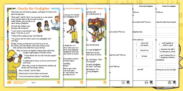 Charlie the Firefighter Differentiated Reading Comprehension Activity