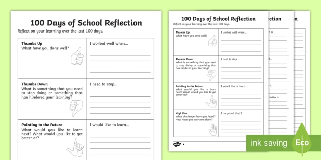 3-6 100 Days Reflection Differentiated Worksheet / Worksheet - 100 days of