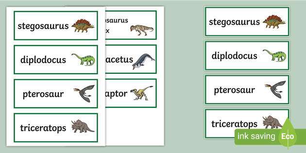 Realistic Dinosaurs Word Cards
