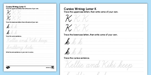 Lowercase Cursive K