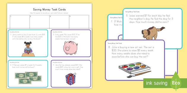 Money Word Problems 2nd Grade | Financial Literacy Cards