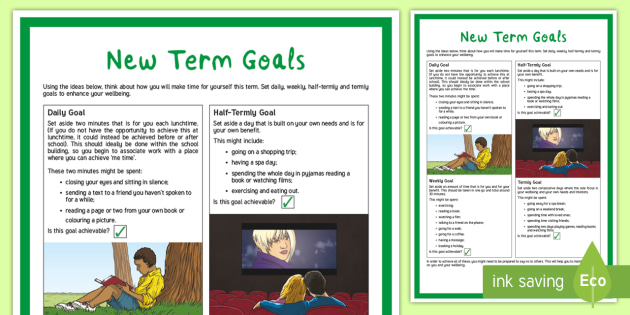 Staff Wellbeing New Term Goals Display Poster (teacher made)