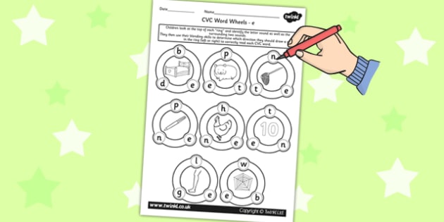 CVC Word Wheel Worksheets e