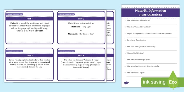 New Zealand Matariki Information Hunt (teacher made)