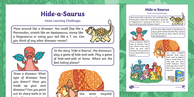 Hide-a-Saurus Home Learning Challenges Nursery FS1