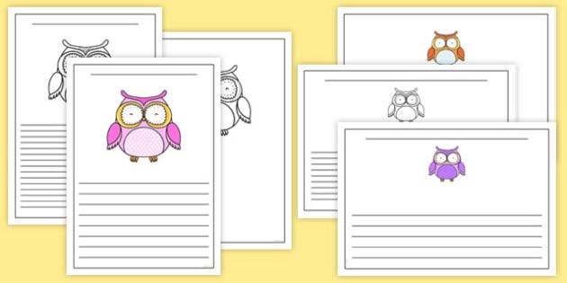 Cute Owl Rainbow Themed Writing Frames (teacher made)