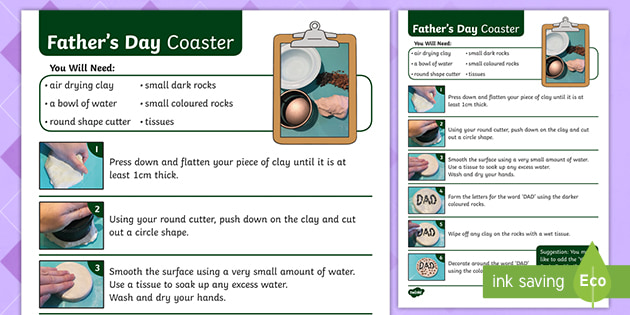 Father's Day Coaster Craft Instructions (teacher made)