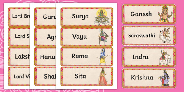 Hindu Gods Vocabulary Cards