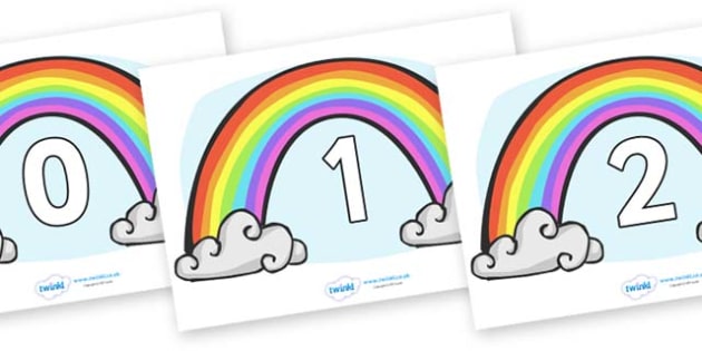 FREE! - Numbers 0-31 on Rainbows (teacher made)