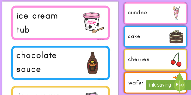 Ice Cream Shop Word Cards - ice cream, ice cream shop